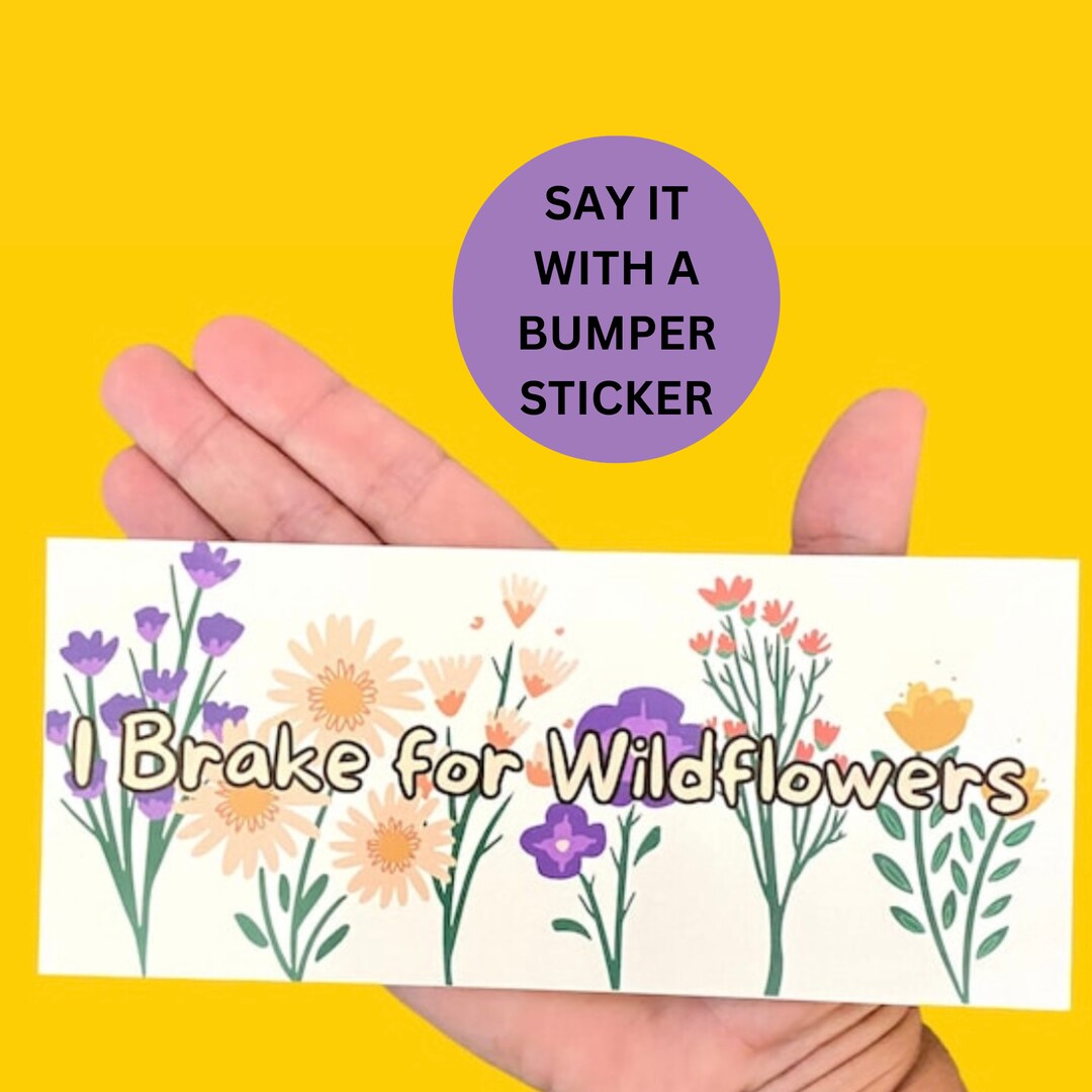 I Brake for Wildflowers, Meme Bumper Sticker, Bumper Sticker, Flower ...