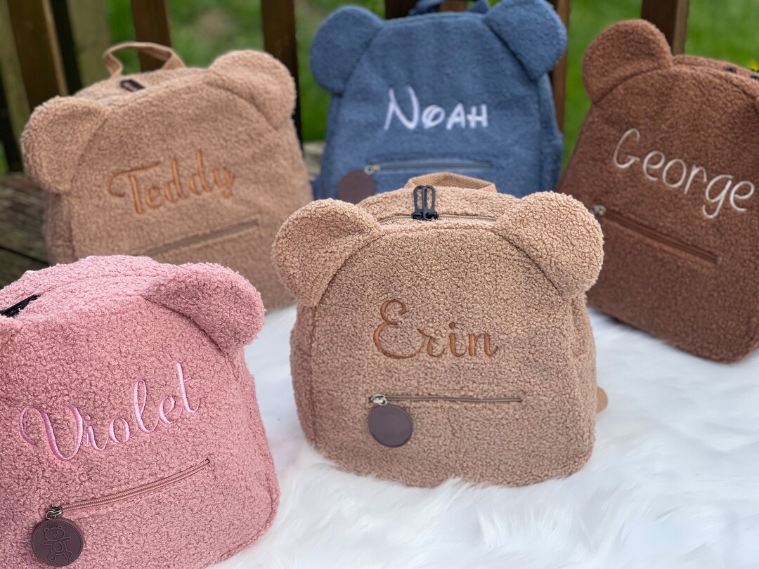 Teddy Bear Backpack Toddler Backpack, Custom Name Backpack Embroidered ...