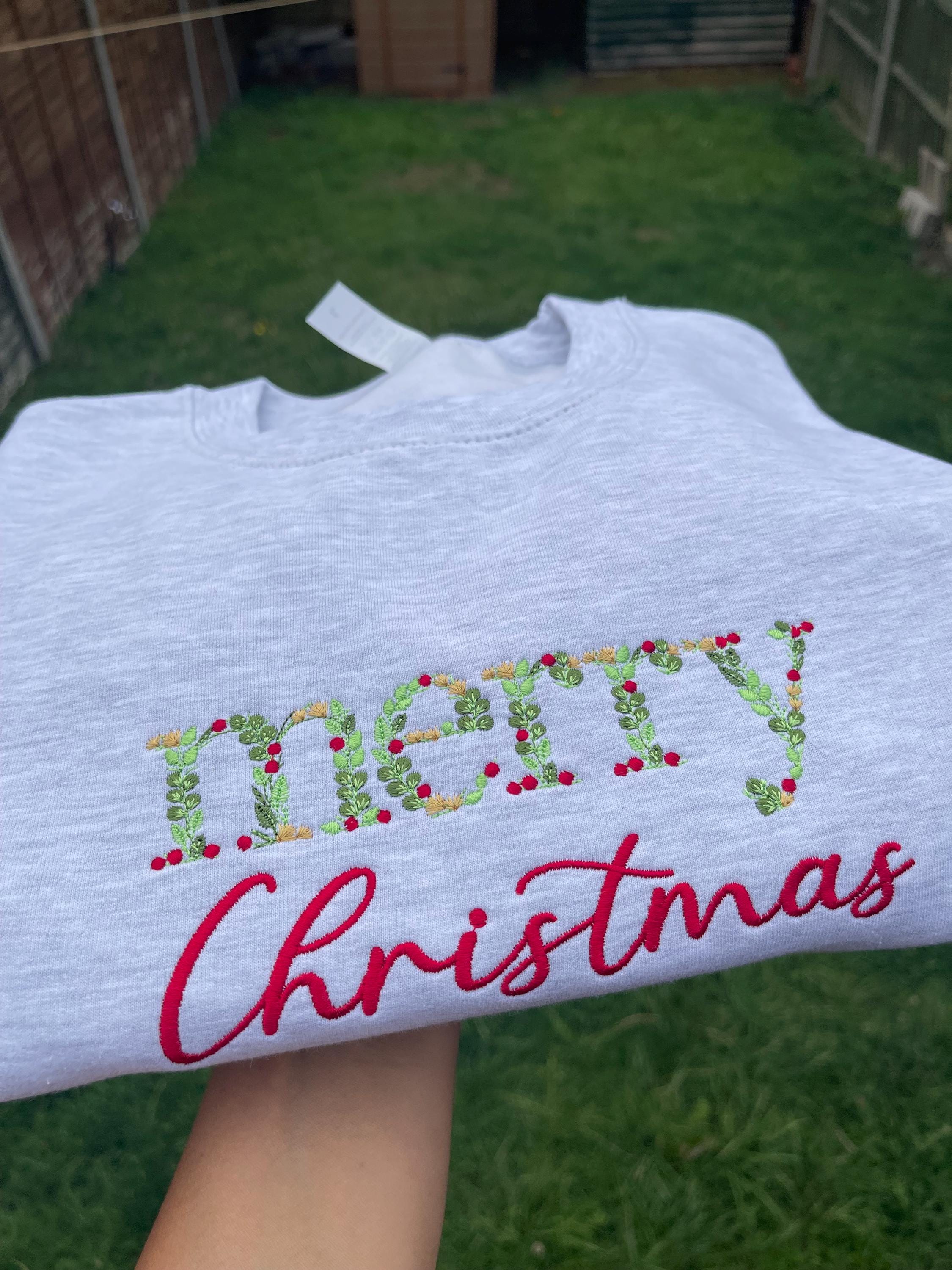 Embroidered Merry Christmas Sweatshirt, Merry Christmas, Xmas ...