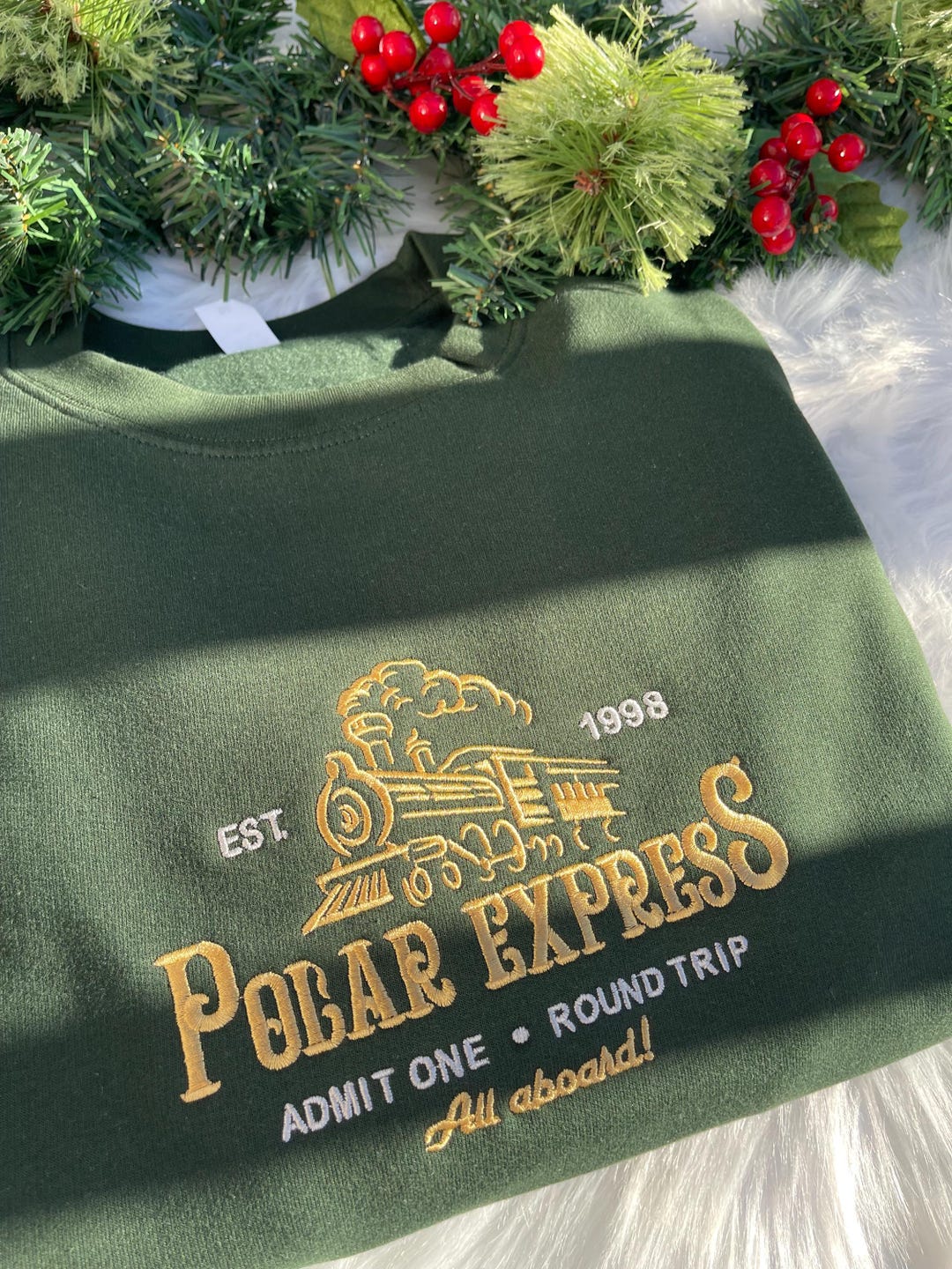 Polar Express Embroidered Sweatshirt, Christmas Embroidery, Vintage ...