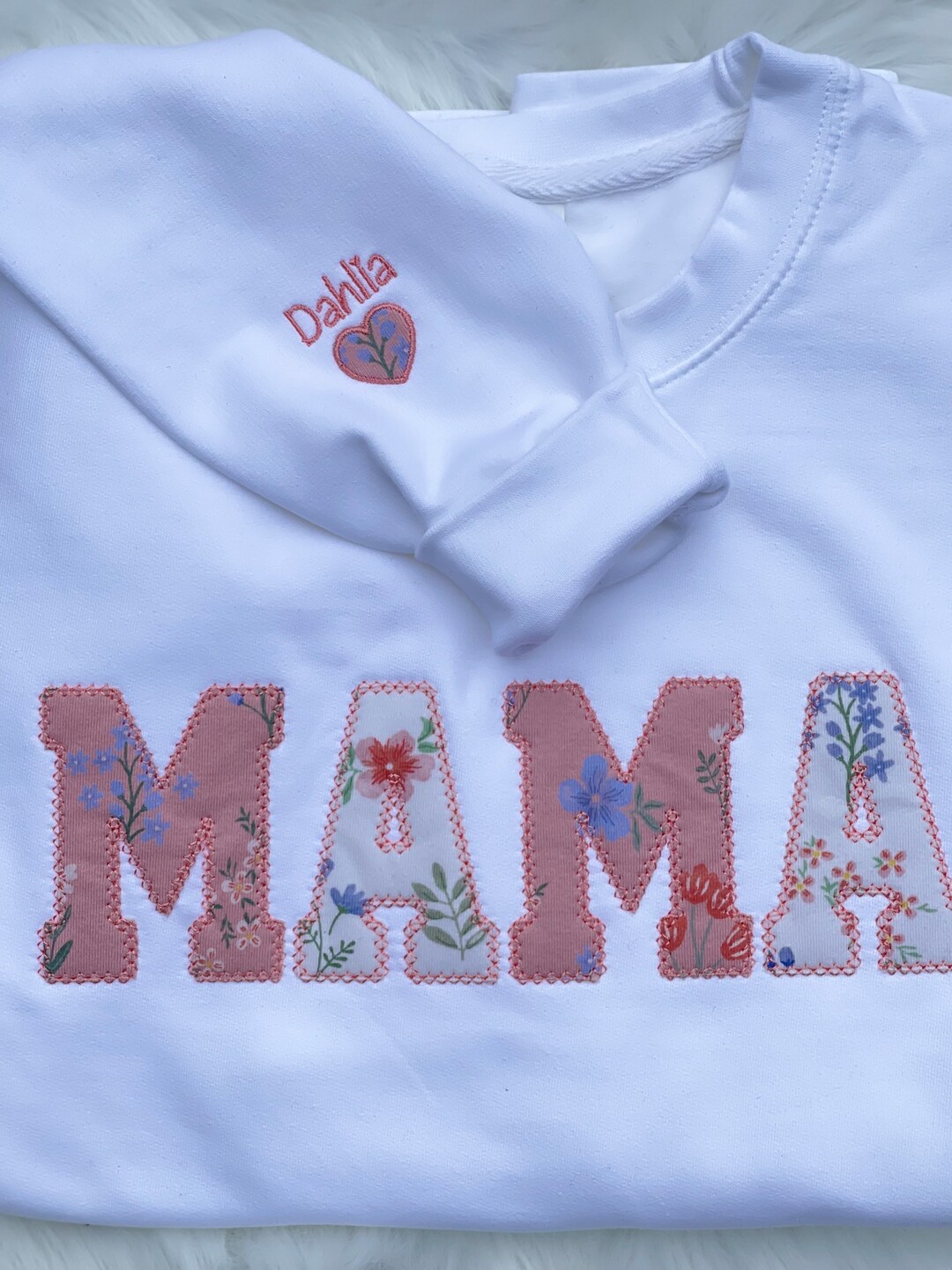 Mama Embroidered Baby Clothes Keepsake Applique Sweatshirt Mama ...