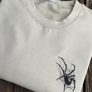 Spider Web Halloween Embroidery Sweatshirt, Retro Fall Hoodie, Fall ...