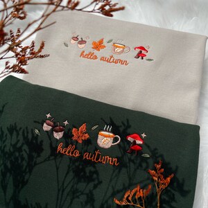 Cozy Autumn Embroidered Falling Leaves Sweatshirt, Fall Leaves Crewneck ...