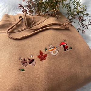 Cozy Autumn Embroidered Falling Leaves Sweatshirt, Fall Leaves Crewneck ...