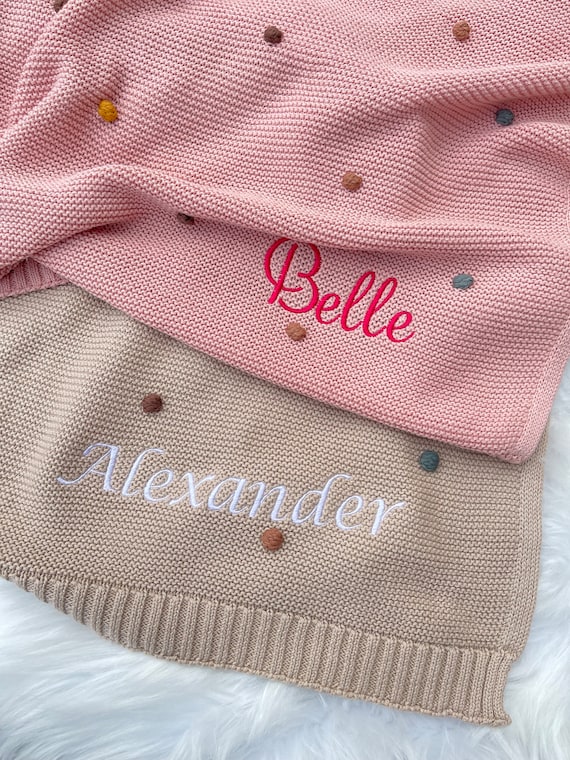 Personalized Knit Baby Blanket Embroidery Gift for Baby Shower Stroller Blanket Monogrammed Newborn Baby Gift Soft Cotton Knit Etsy UK