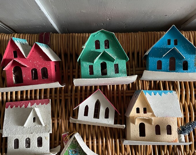 Vintage Putz Mica Glitter House Christmas Ornament Putz Diorama ...