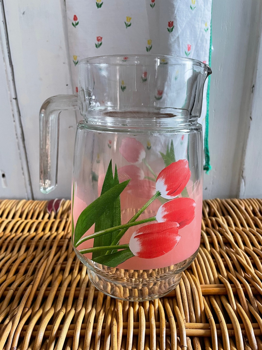 Vintage Glass Pitcher Flowers - Etsy