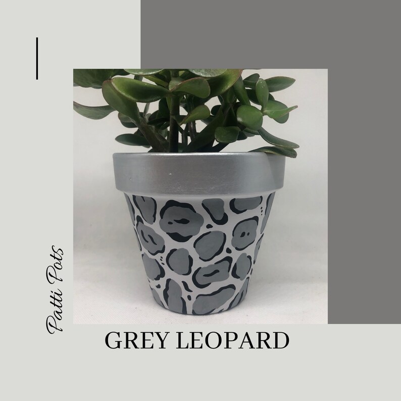 Grey Leopard Print Hand Painted Terracotta Plant Pot - Etsy UK