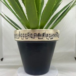 Music Notes Hand Painted & Decoupage Terracotta Plant Pot - Etsy
