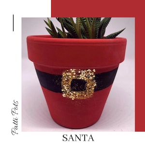 Santa Hand Painted Terracotta Plant Pot - Etsy