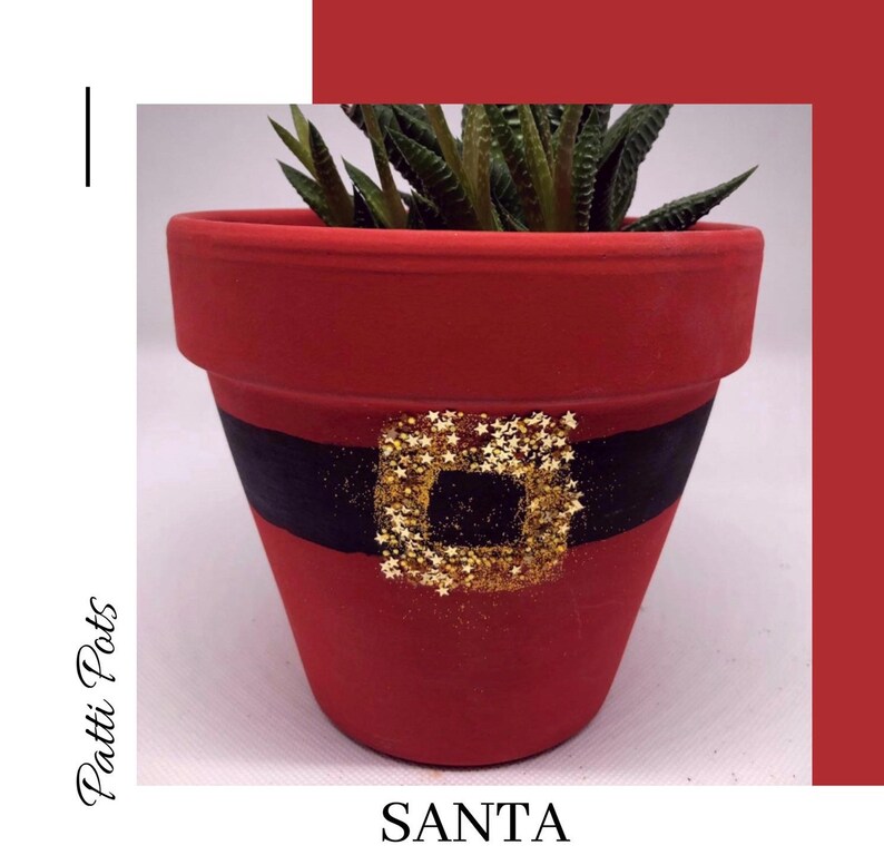 Santa Hand Painted Terracotta Plant Pot - Etsy