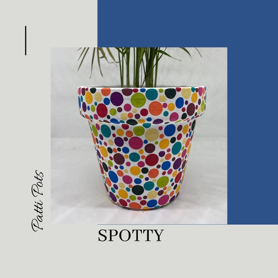 Spotty Hand Painted Plant Pot - Etsy