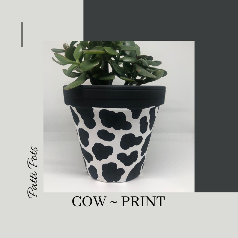 Cow Print Hand Painted Terracotta Plant Pot - Etsy