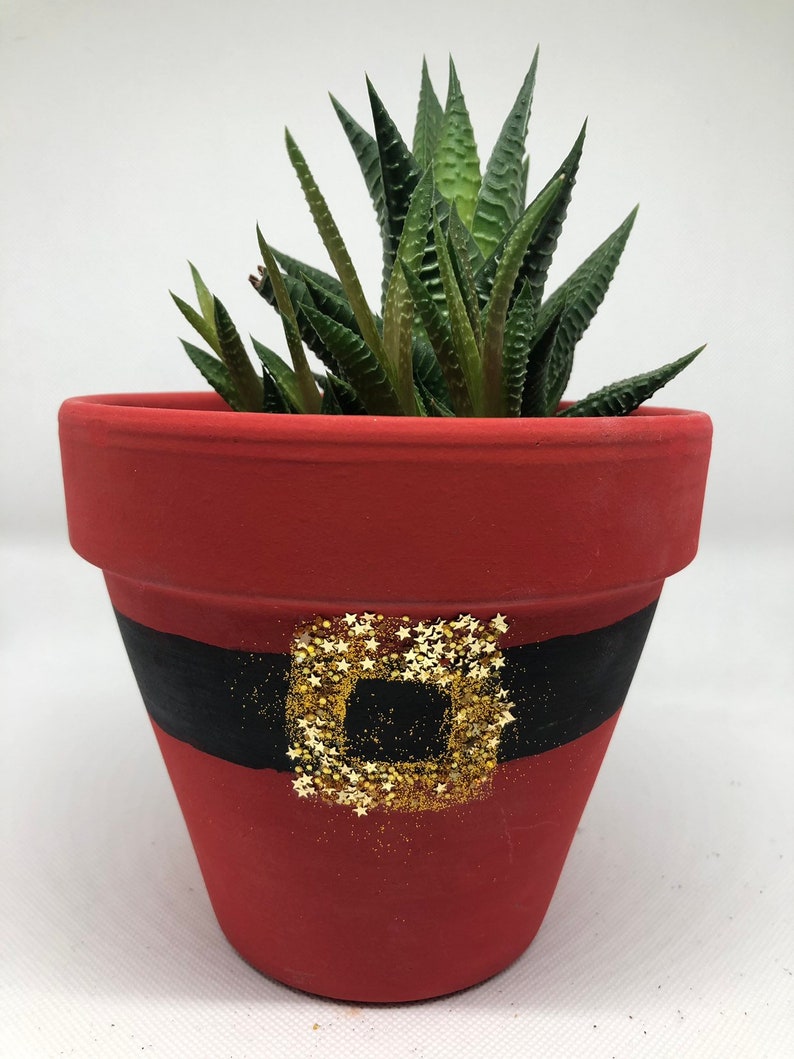 Santa Hand Painted Terracotta Plant Pot - Etsy