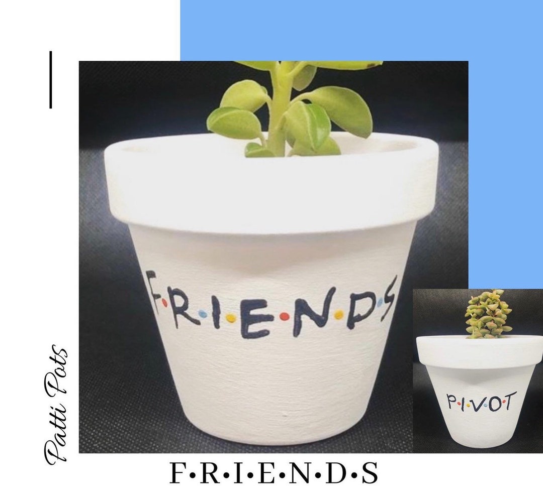 FRIENDS Text Hand Painted Terracotta Plant Pot - Etsy