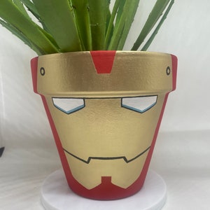 Ironman Hand Painted Terracotta Plant Pot - Etsy