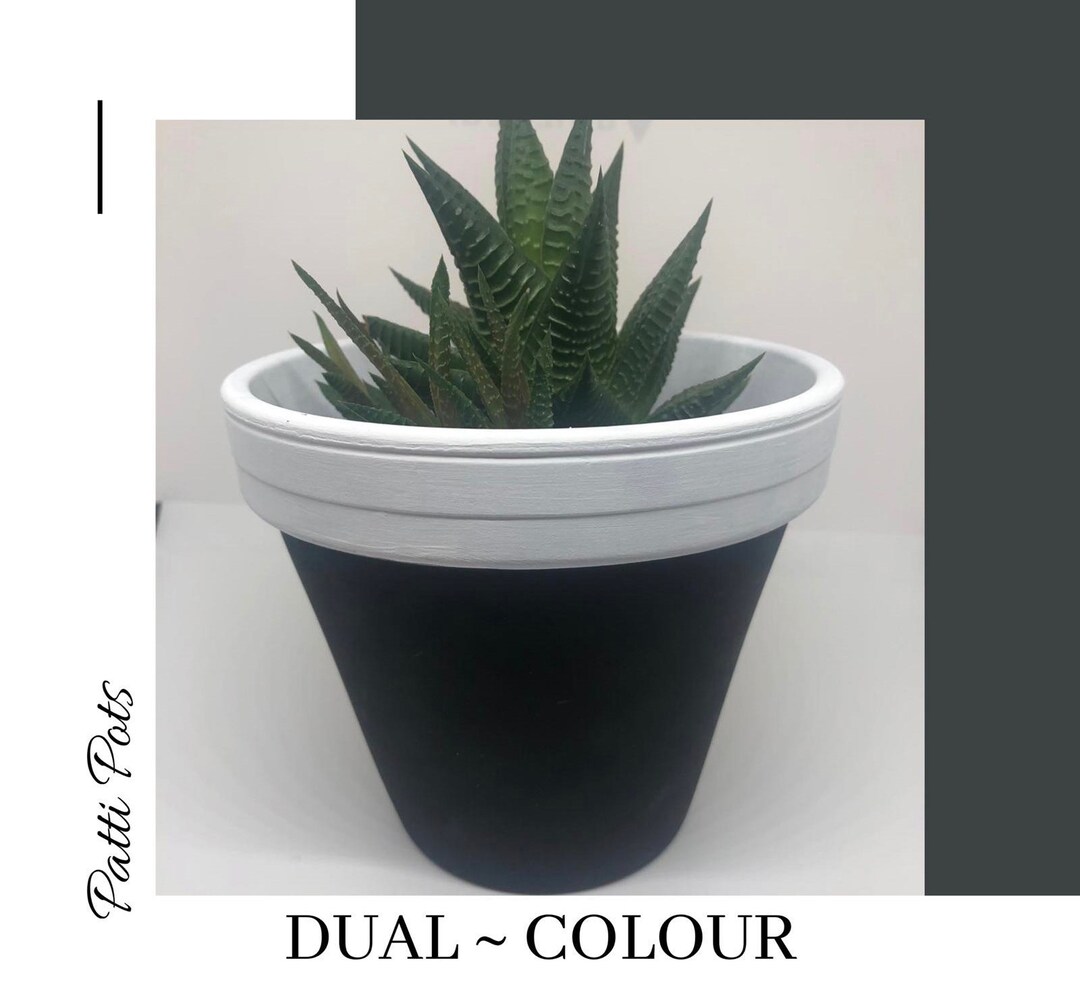 Medium Dual Colour Hand Painted Terracotta Plant Pot - Etsy UK