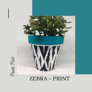 Zebra Print Hand Painted Terracotta Plant Pot - Etsy