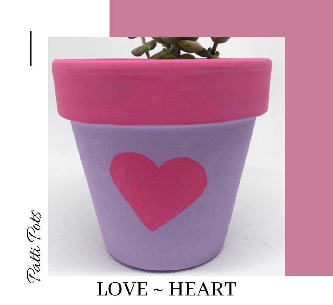 Love Heart 2 Colour Hand Painted Terracotta Plant Pots - Etsy UK