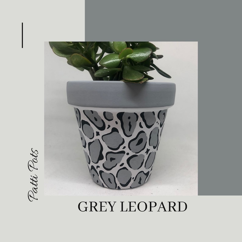 Grey Leopard Print Hand Painted Terracotta Plant Pot - Etsy UK