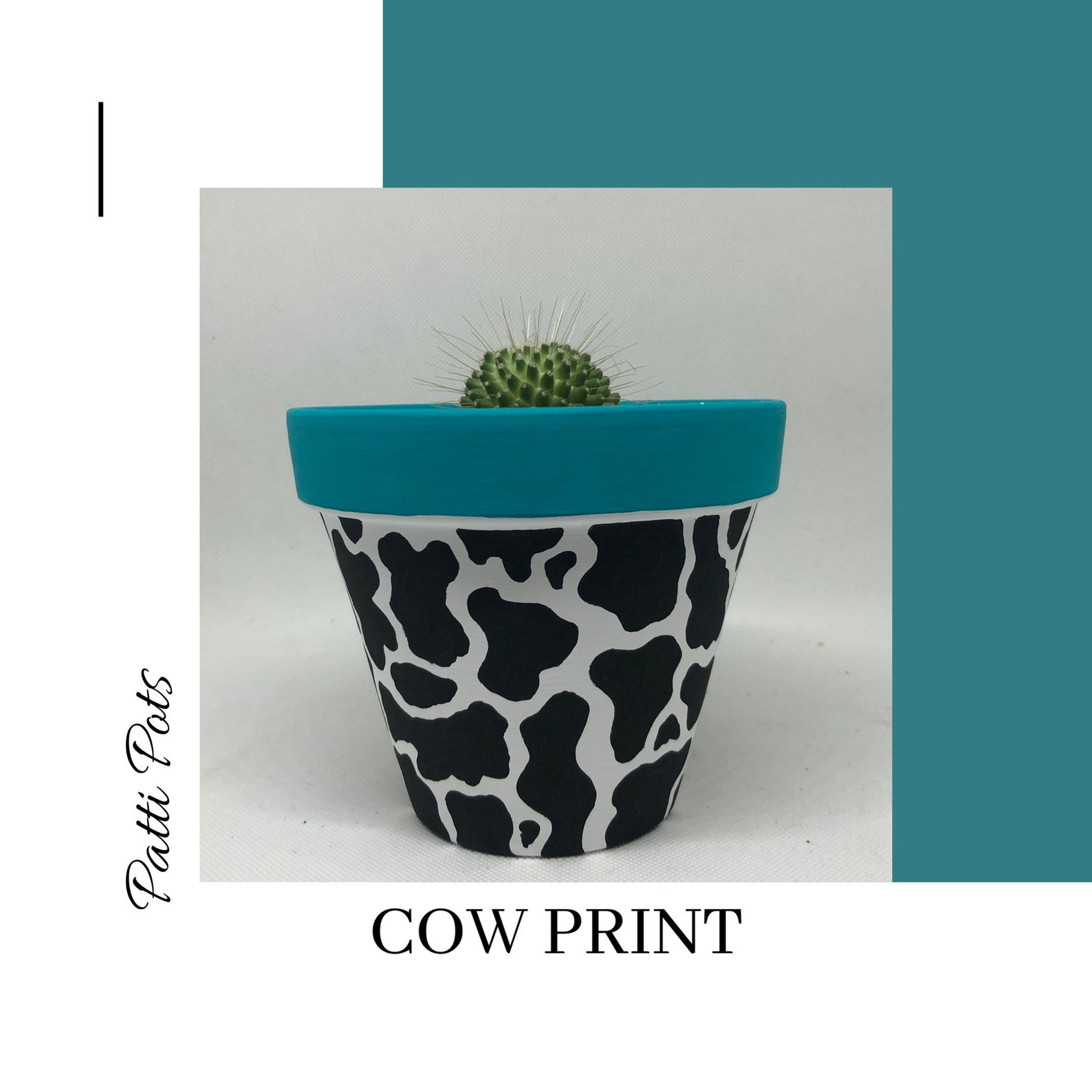 Cow Print Hand Painted Terracotta Plant Pot | Etsy