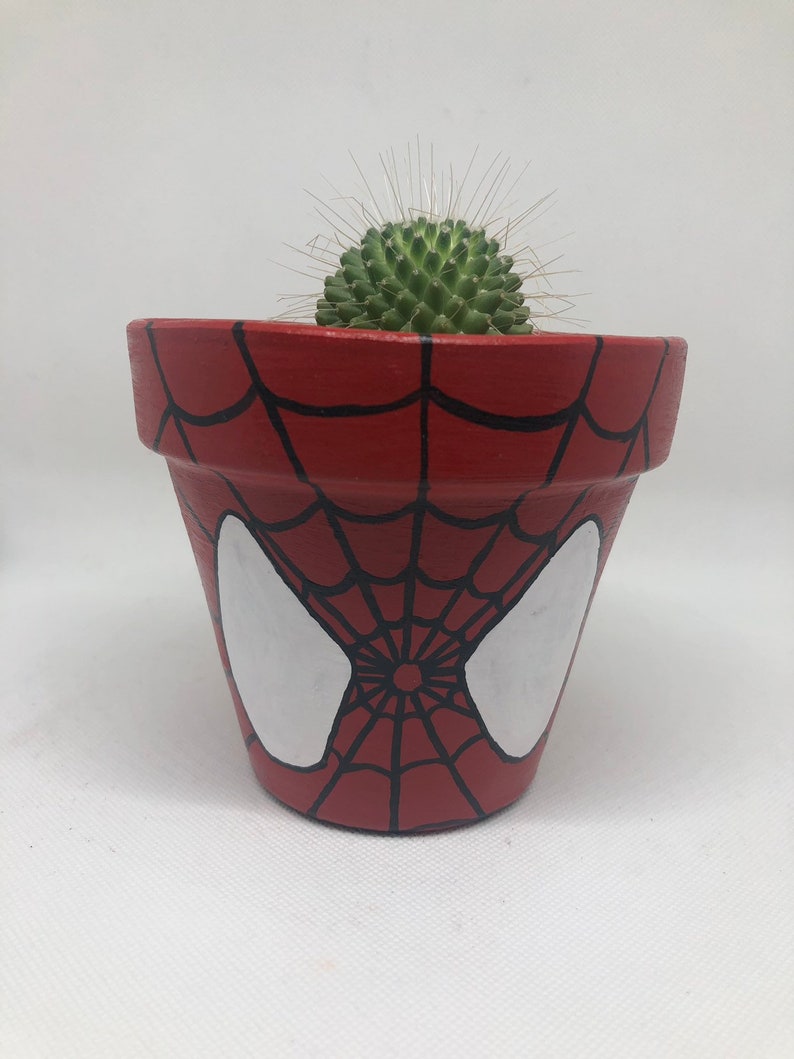 Spider-man Hand Painted Terracotta Plant Pot - Etsy