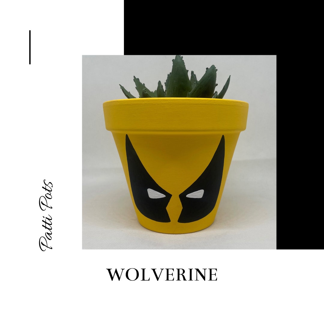 Wolverine Hand Painted Terracotta Plant Pot - Etsy