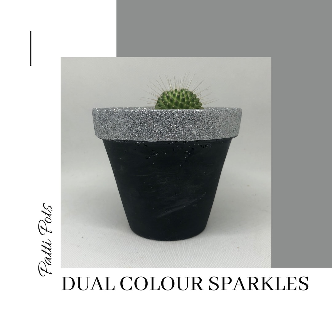 Large Hand Painted Dual Colour Glitter Terracotta Plant Pot - Etsy