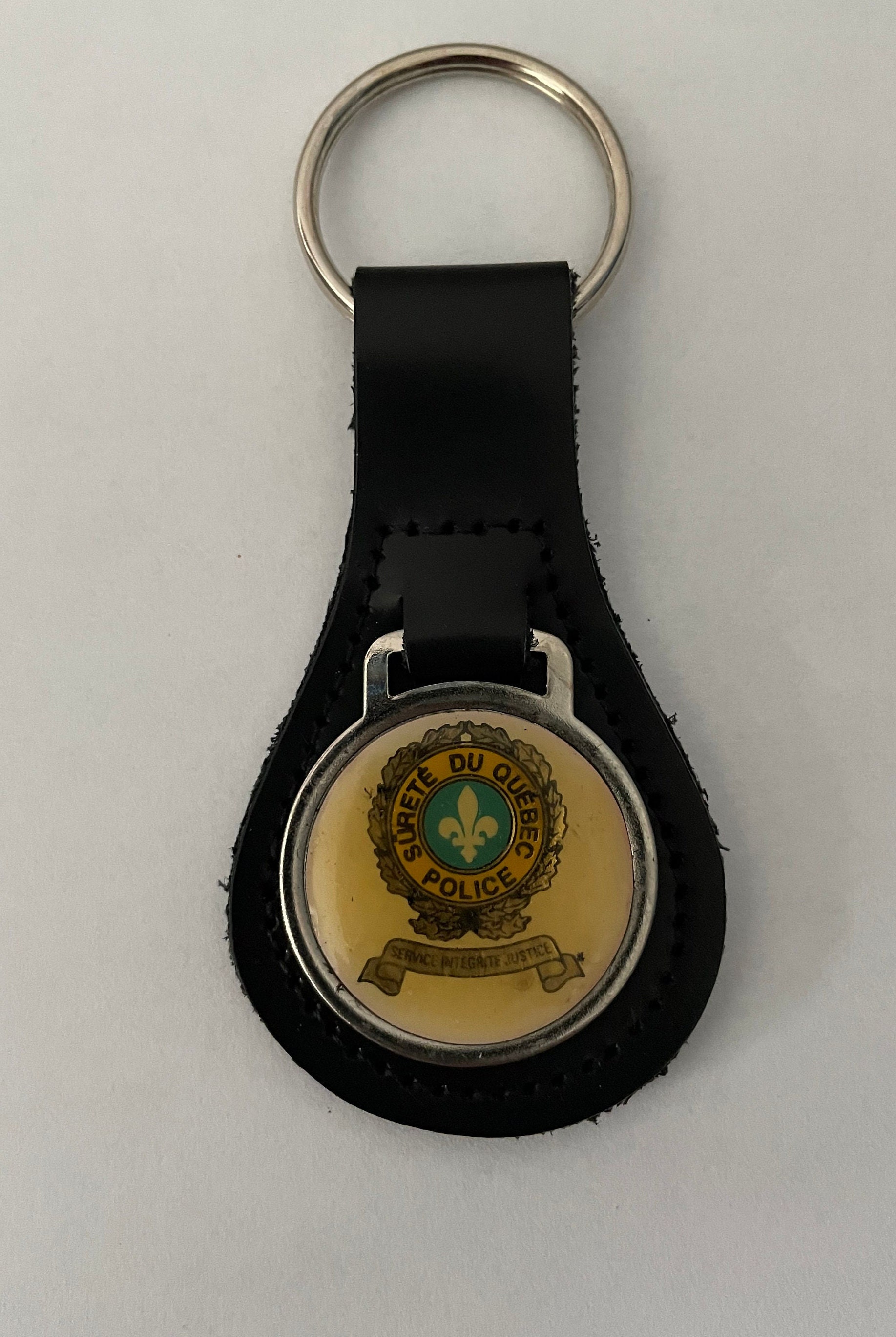 Vintage Keychain Surete Du Quebec Police Black Leather Quebec Canada ...
