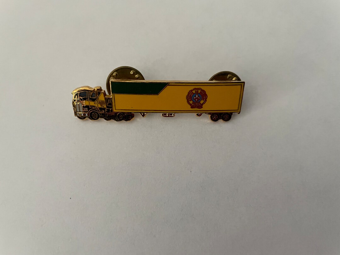 Vintage Lapel Pin Surete Du Quebec Police Truck Enamel Gold Tone Yellow ...