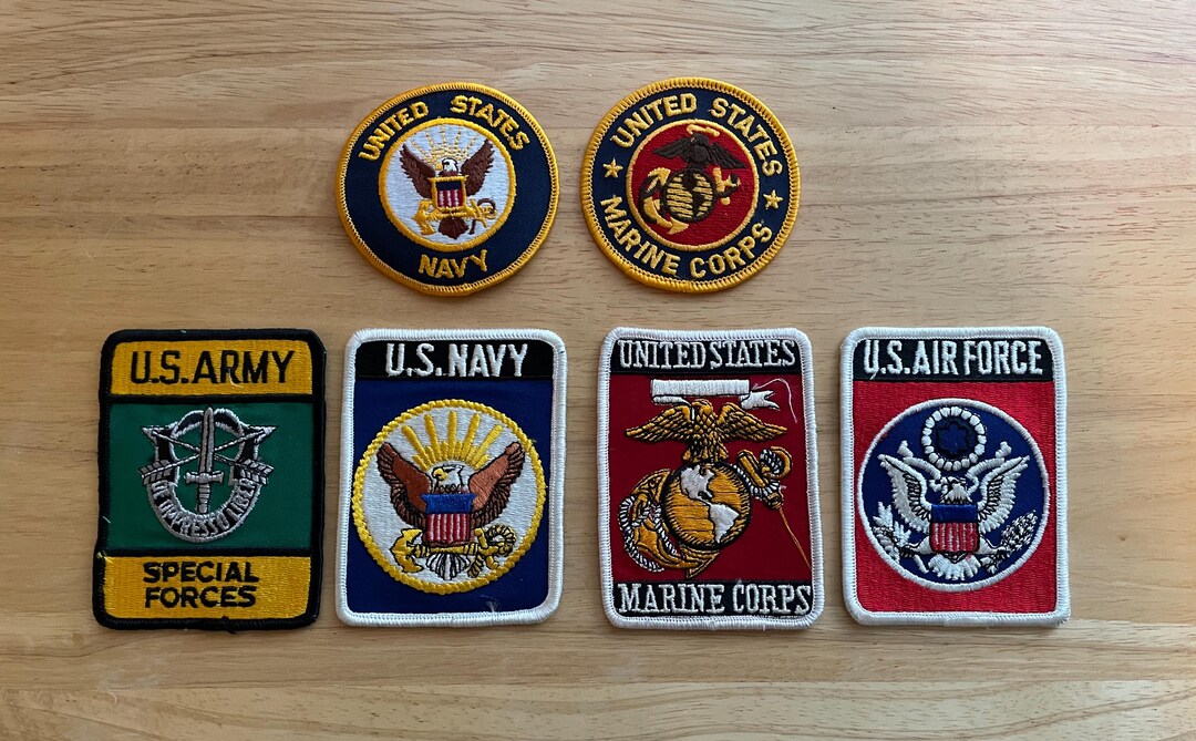Patches Set of Six United States Navy, Army, Air Force Marine Vintage ...