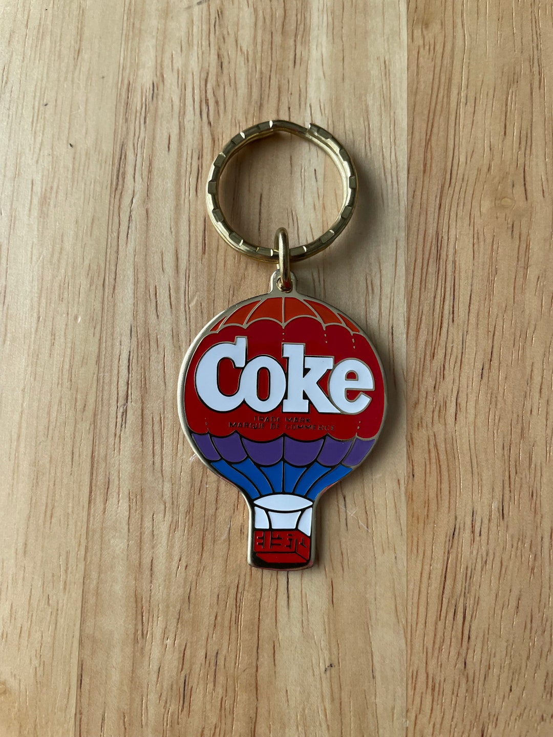 COKE Soft Drink Key Chain Vintage Key Ring Coke Hot Air Balloon Red ...
