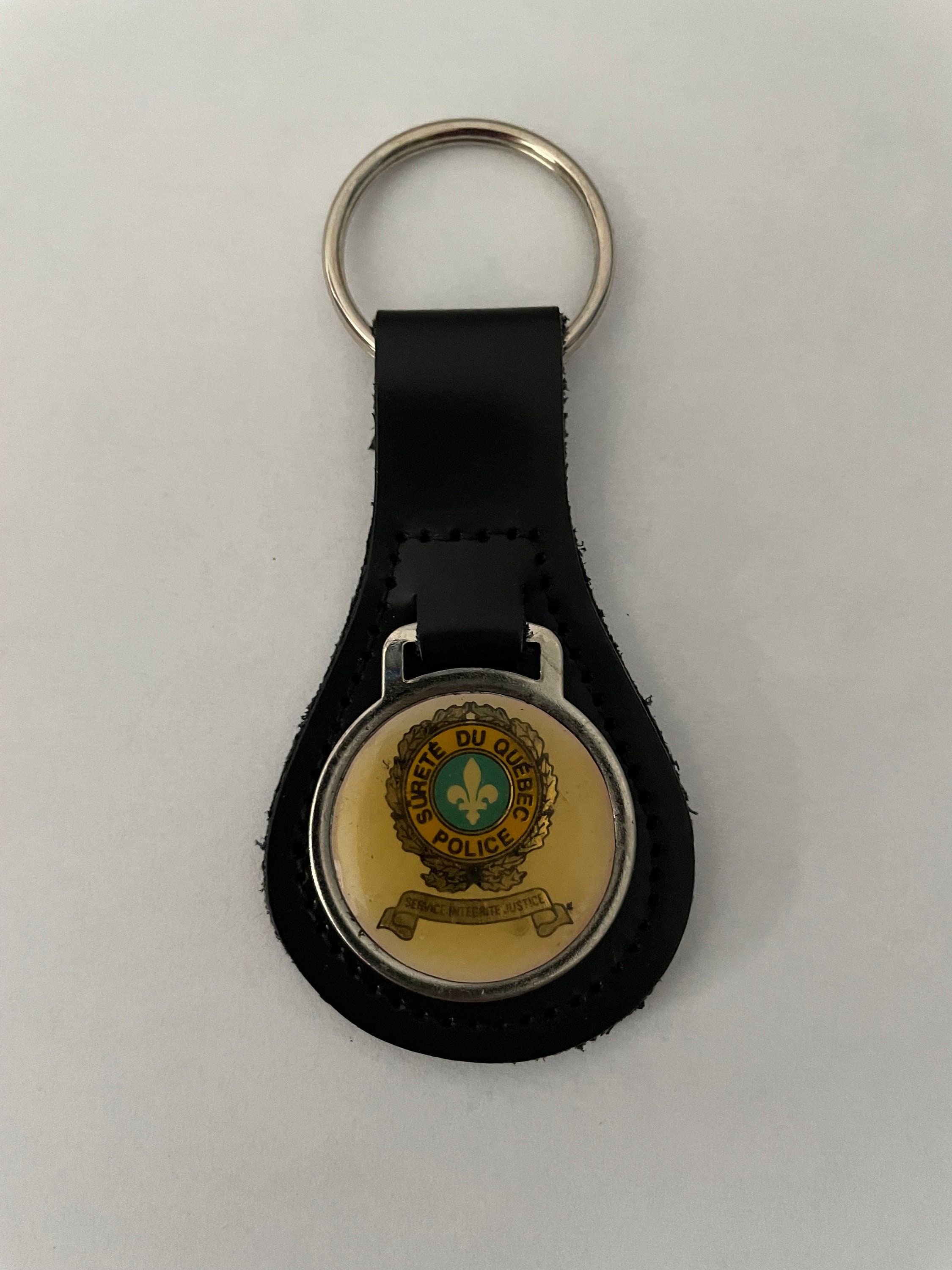 Vintage Keychain Surete Du Quebec Police Black Leather Quebec Canada ...