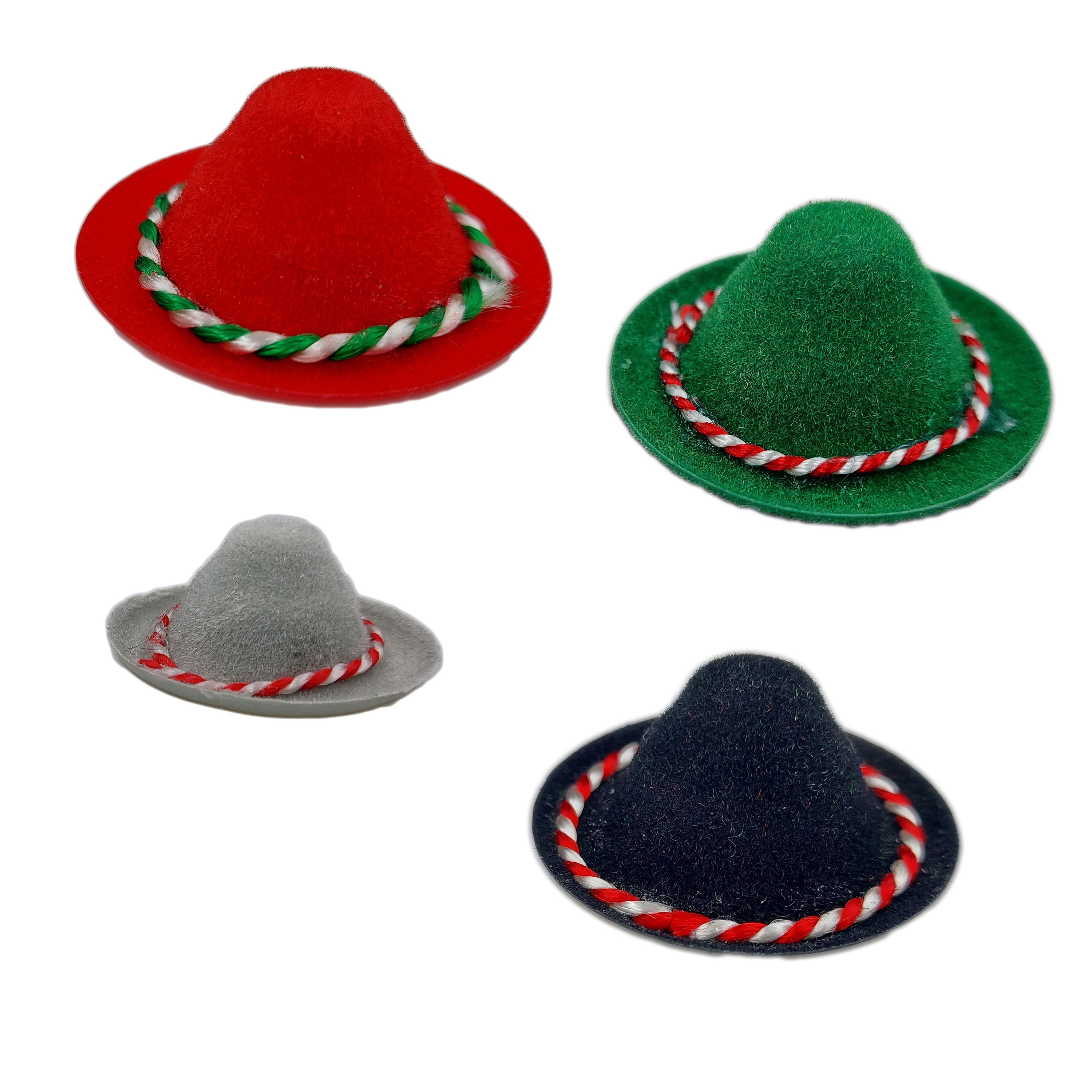 Tyrolean Mini Hats Made of Polystyrene Flocked on One Side, 20 Pieces ...