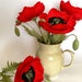Red Paper Poppy, 4 Red Paper Poppies, Red Artifical Wedding Flower, 1st ...