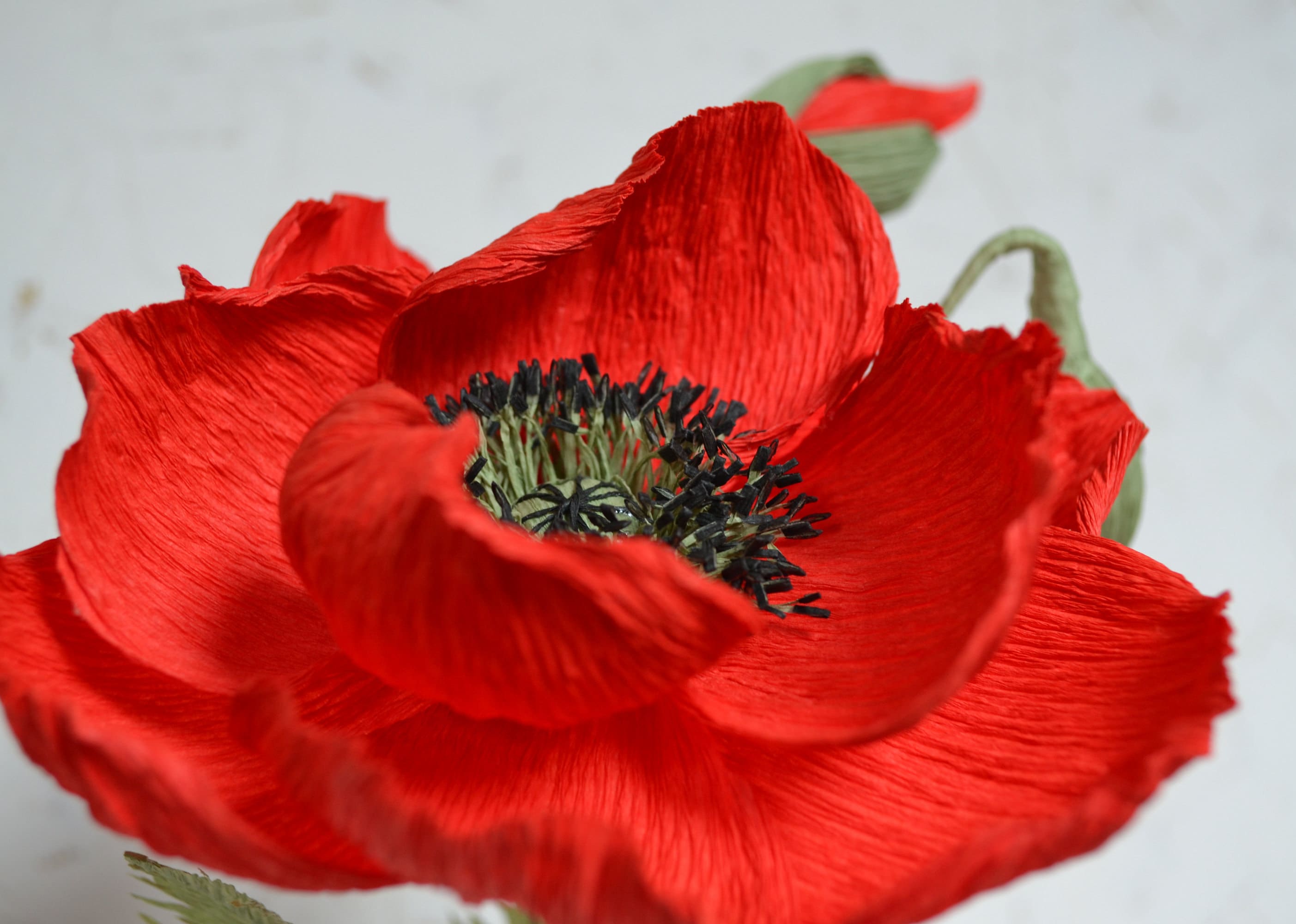 Red Paper Poppy, Red Artifical Wedding Flower, Unique Flower, 1st ...