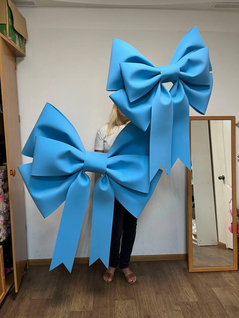 Extra Big Blue Bow, Detachable Bow, Wall Bow, Door Bow, Formal Wedding ...