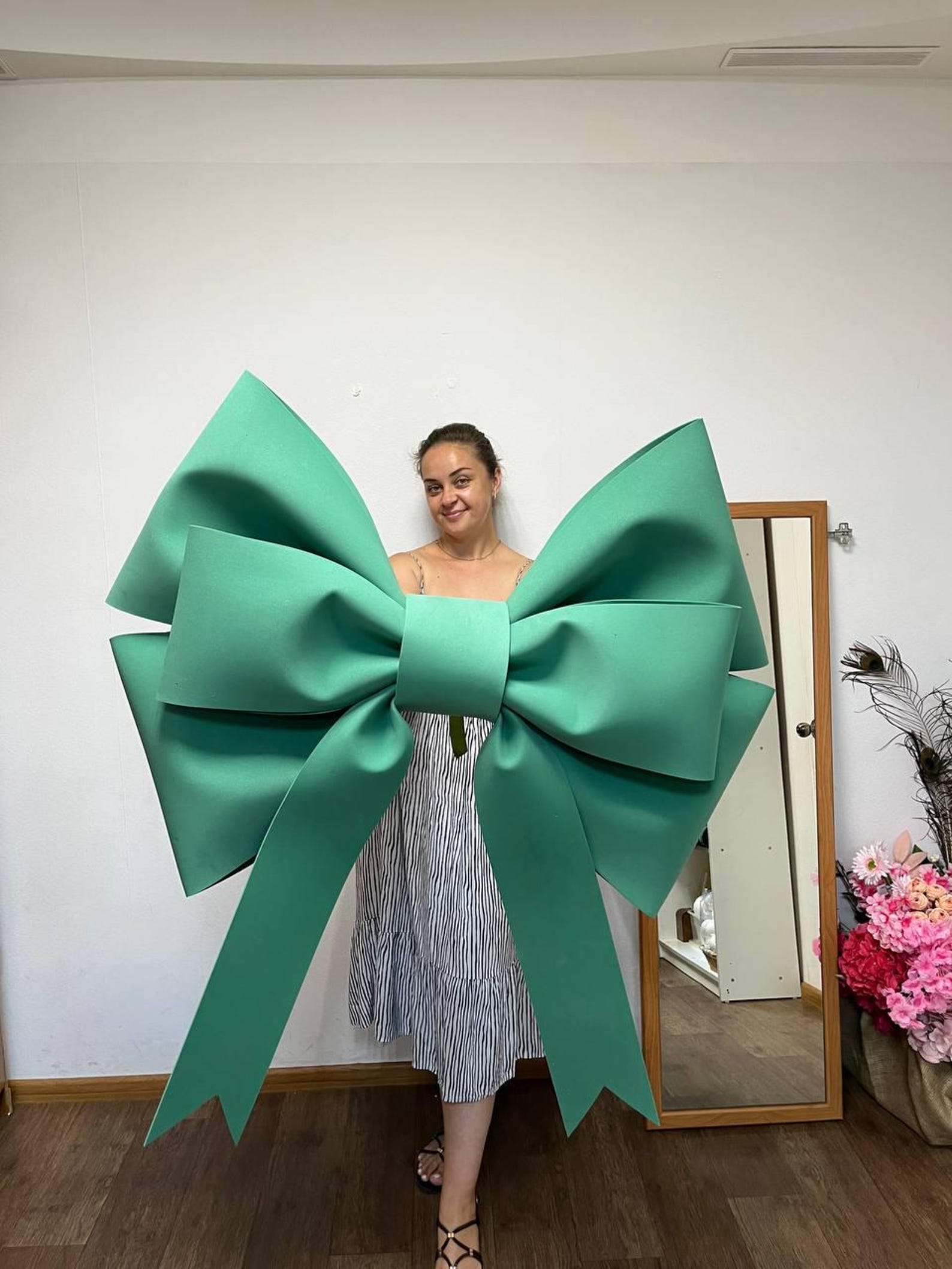 Extra Big Green Bow, Detachable Bow, Wall Bow, Door Bow, Formal Wedding ...