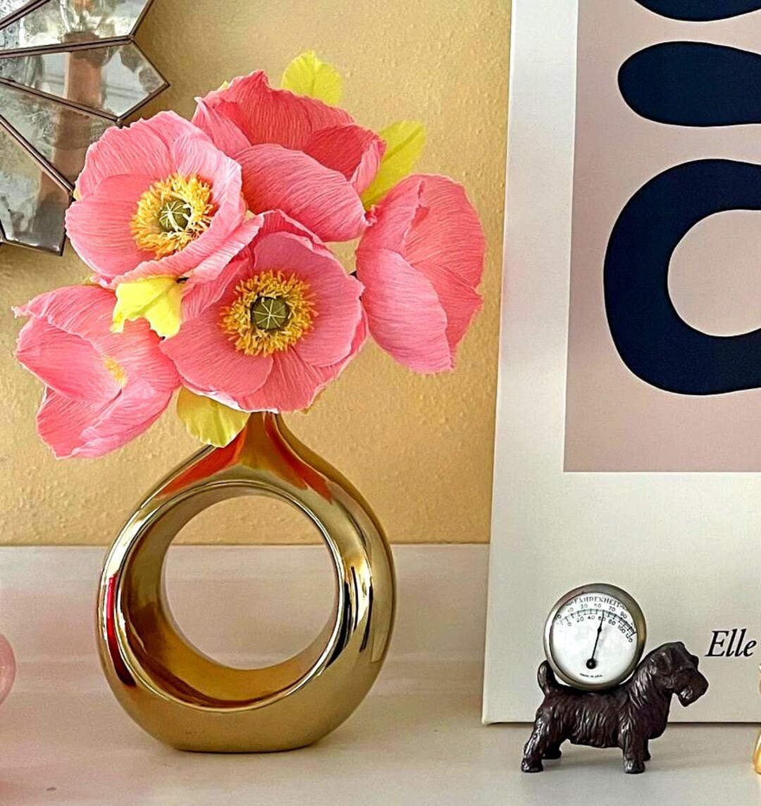 Pink Paper Poppies Set 6 Pieces, California Poppy, Paper Anniversary ...