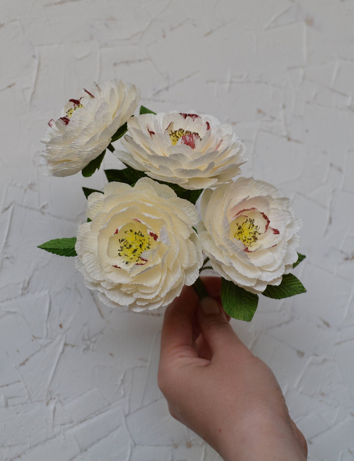 Small White Paper Peonies Crepe Peony Paper Peonies | Etsy
