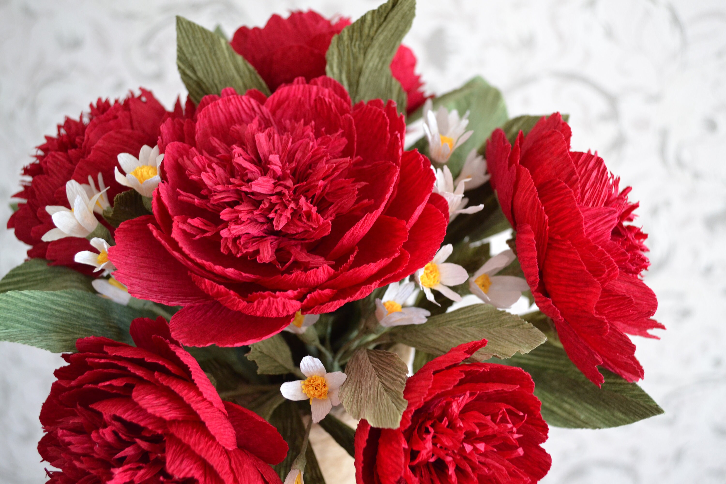 Red Crepe Paper Peonies Luxury Paper Bouquet Crepe Paper | Etsy