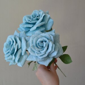 Blue Paper Roses Dusty Rose Paper Flowers Fake Bridal Flowers Paper ...