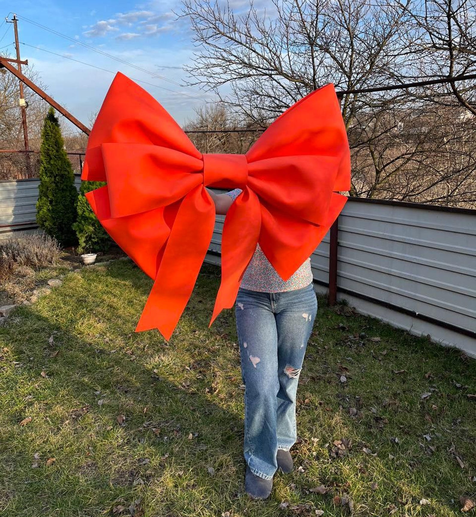 Extra Big Orange Bow, Big Bow for Car, Detachable Bow, Wall Bow, Door ...