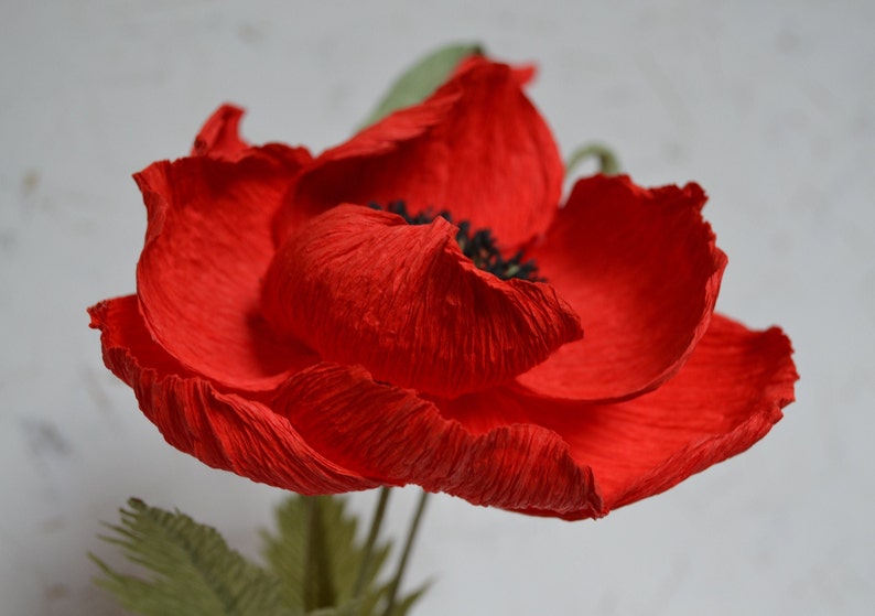 Red Paper Poppy Red Artifical Wedding Flower Unique Flower | Etsy