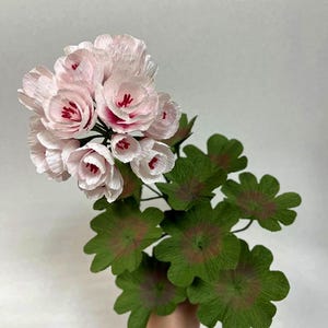 White Pink Paper Geranium, Paper Plant Sculpture, Gift for Gardener ...