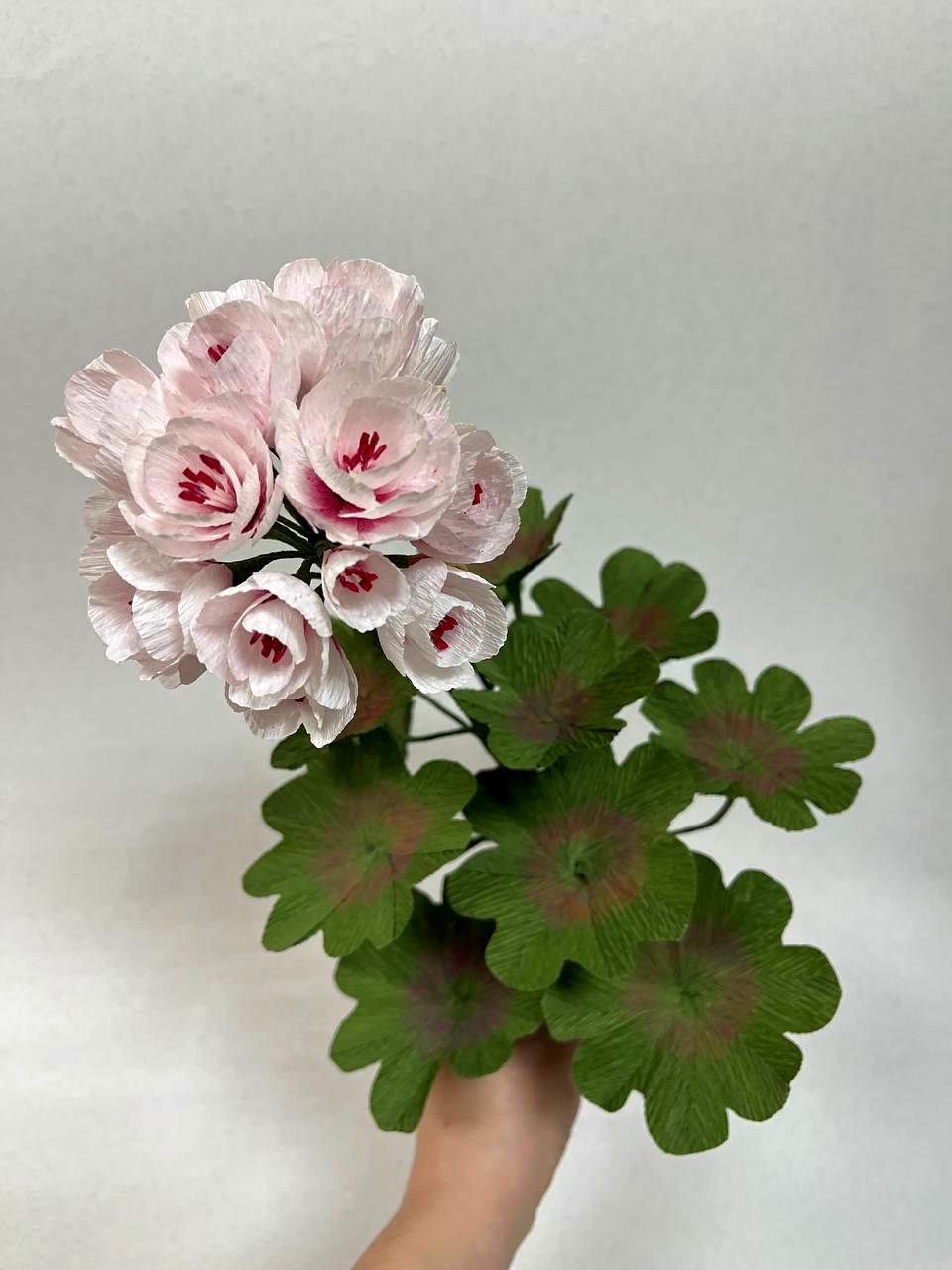 White Pink Paper Geranium, Paper Plant Sculpture, Gift for Gardener ...