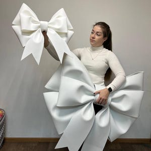 Extra Big White Bow, Detachable Bow, Wall Bow, Door Bow, Formal Wedding ...