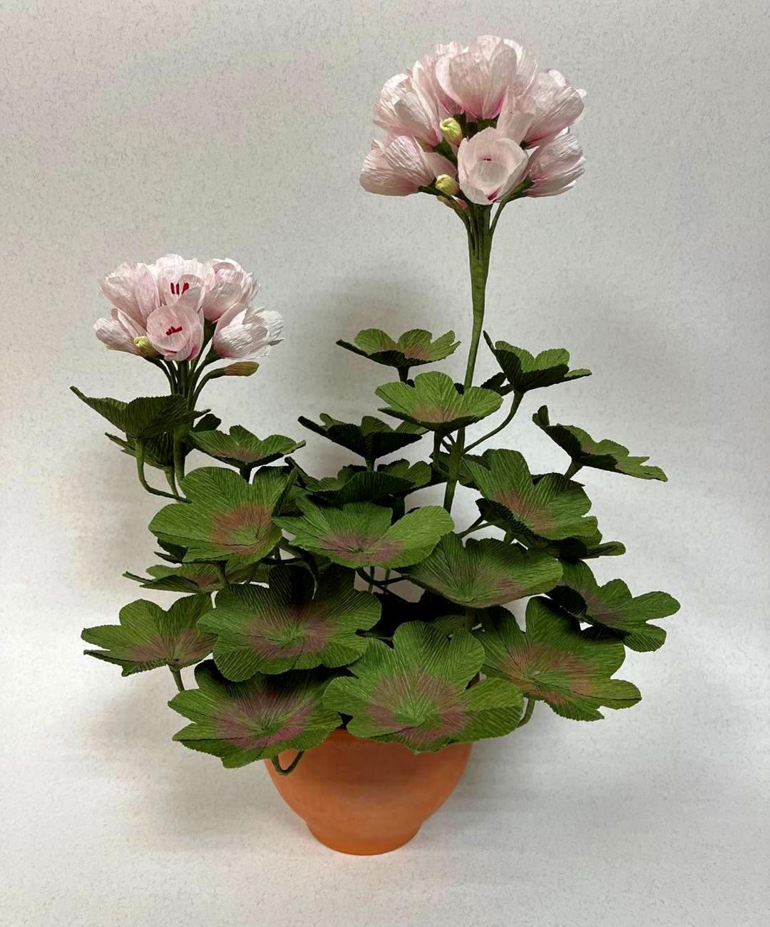 White Pink Paper Geranium, Paper Plant Sculpture, Gift for Gardener ...