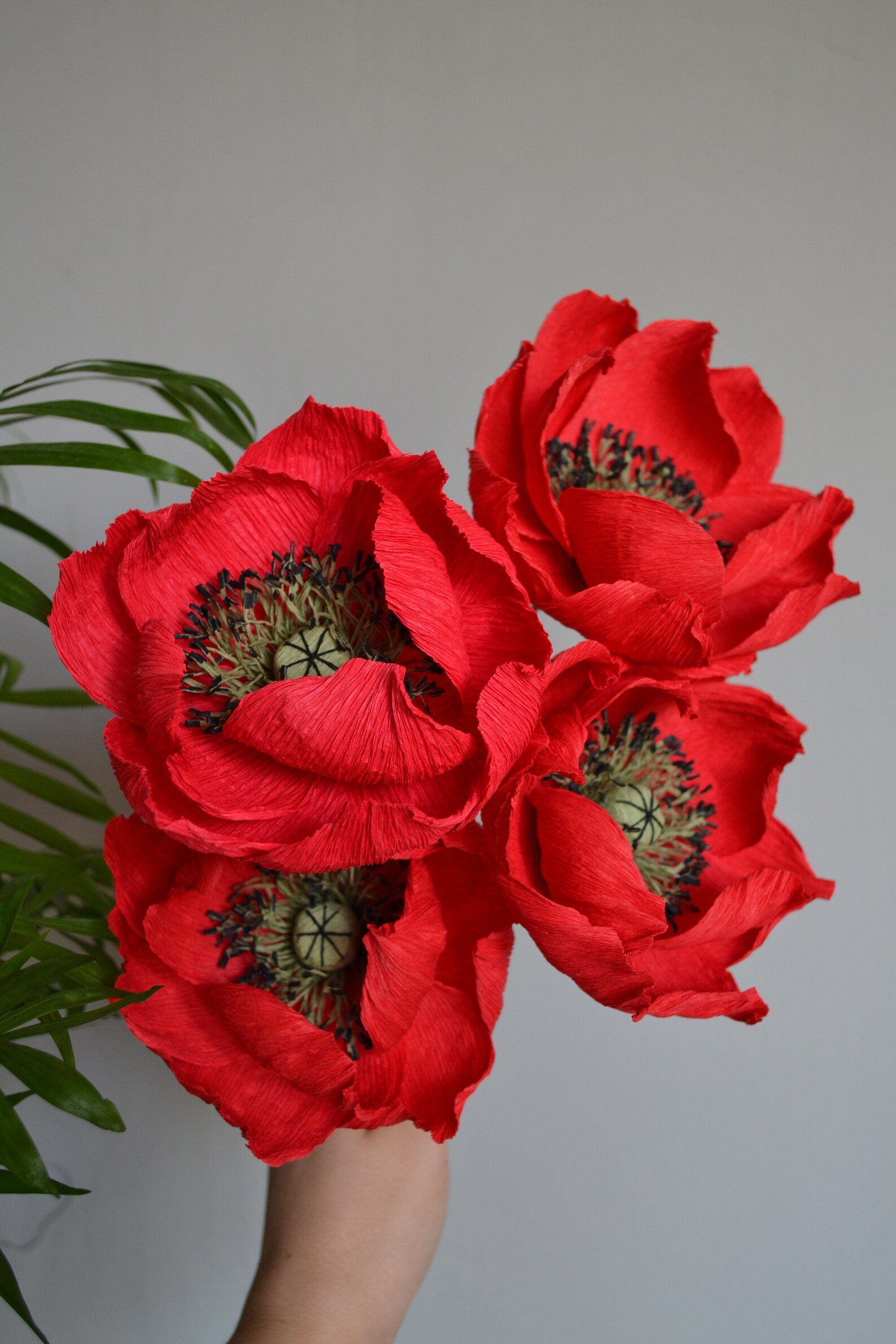 Red Paper Poppy 4 Red Paper Poppies Red Artifical Wedding | Etsy