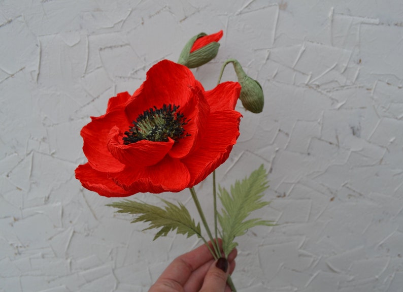 Red Paper Poppy Red Artifical Wedding Flower Unique Flower | Etsy